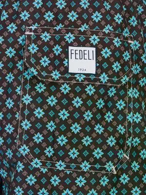 Fedeli Geometric-print Swim Shorts - Brown
