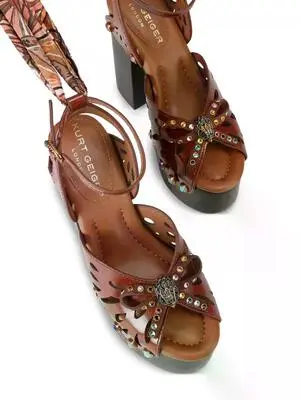Kurt Geiger Butterfly Platform Heeled Sandals - Brown