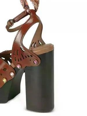 Kurt Geiger Butterfly Platform Heeled Sandals - Brown
