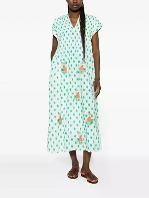 Nimo With Love Embroidered Polka-dot Midi Dress