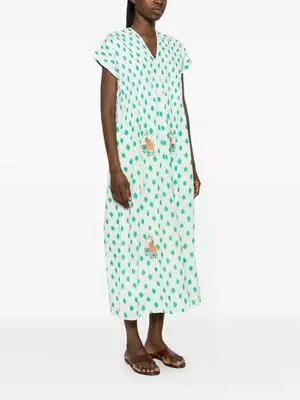 Nimo With Love Embroidered Polka-dot Midi Dress