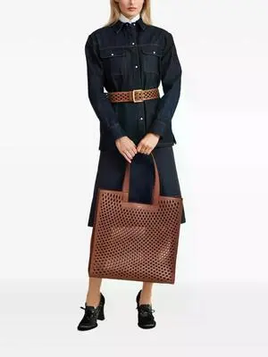 Bally Laser-cut Leather Tote Bag