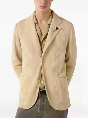 LARDINI Single-breasted Ribbed Jacket - Neutrals