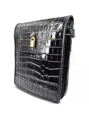 MADISON MAISON Moc Croc Crossbody Bag - Black
