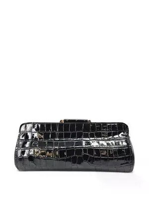 MADISON MAISON Croc-effect Leather Clutch Bag - Black
