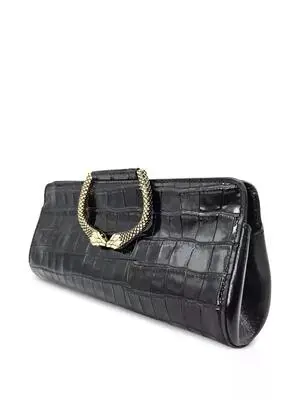 MADISON MAISON Croc-effect Leather Clutch Bag - Black