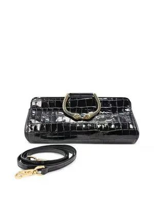 MADISON MAISON Croc-effect Leather Clutch Bag - Black