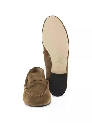 ANNIEL Whipstitched Suede Loafers