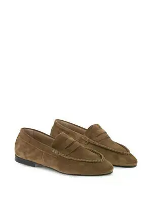 ANNIEL Whipstitched Suede Loafers