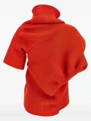 Issey Miyake Life Form Asymmetric Ribbed Top - Orange
