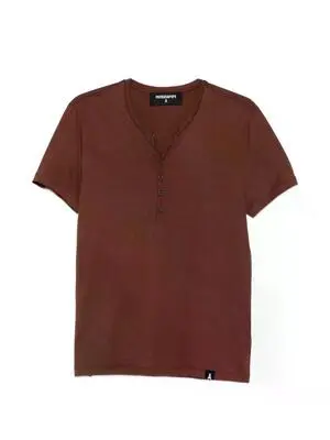 Patrizia Pepe Henley-neck T-shirt - Brown