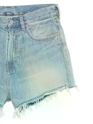 Denimist Brooke Faded-wash Frayed Denim Shorts - Blue