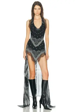 HAELO Split Bandana Halter Dress