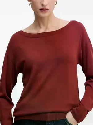 Sisley Boat-neck Long Sleeve Sweater - Brown