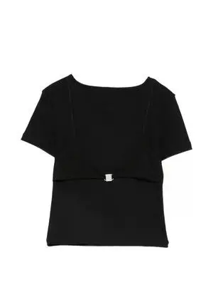 Patrizia Pepe Ribbed Logo-embroidered T-shirt
