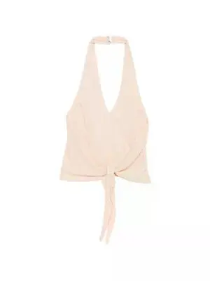 Patrizia Pepe Bead-embellished Georgette Top