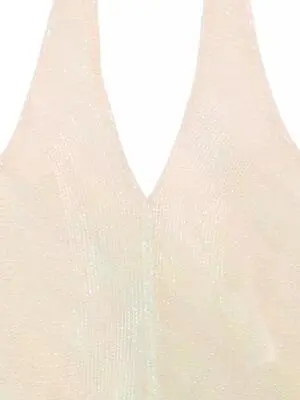Patrizia Pepe Bead-embellished Georgette Top
