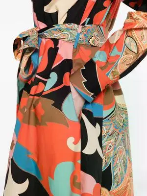 Etro Paisley-print Belted Shirt Dress - Orange