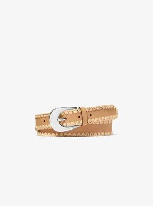 Michael Kors MICHAEL Michael Kors Whipstitched Leather Belt Brown