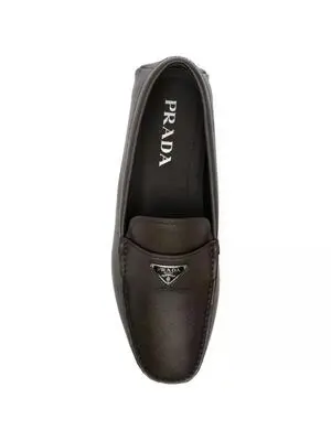 Prada Saffiano Leather Loafers - Brown