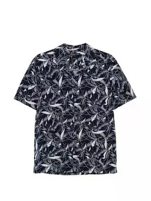 Michael Kors Leaf-print Short-sleeve Shirt - Blue