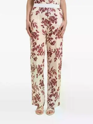 SEMICOUTURE Floral-print Straight-leg Trousers - Neutrals