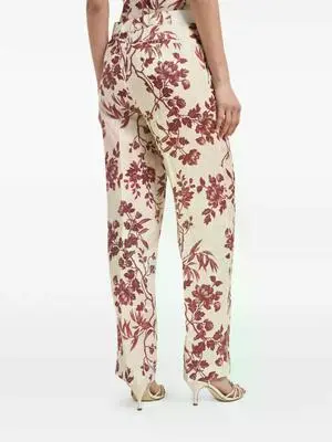SEMICOUTURE Floral-print Straight-leg Trousers - Neutrals