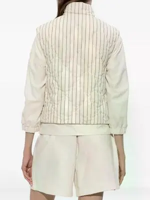 Moncler Aussa Pinstriped Quilted Gilet - Neutrals