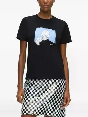 Karl Lagerfeld Cotton Portrait Print T-shirt