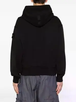 Stone Island Logo-patch Zip-up Hoodie - Black
