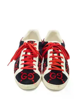 Gucci Ace Fabric And Leather Trainers - Blue