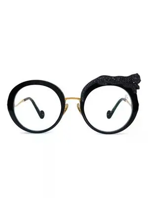Anna-Karin Karlsson Crystal-embellished Round Frame Glasses - Black