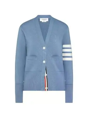 Thom Browne 4-bar Milano V-neck Cardigan - Blue