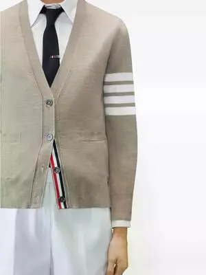 Thom Browne Merino Wool 4-bar Relaxed Fit V-neck Cardigan