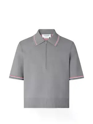 Thom Browne Browne 65 Intarsia Zip Polo - Grey