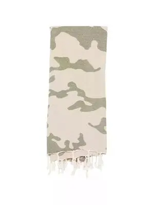 MC2 SAINT BARTH Camouflage-pattern Fringed Beach Towel - Neutrals