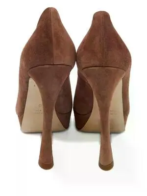 Miu Miu Suede Platform High Stiletto Heel Round Toe Pumps