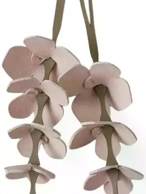Mulberry Flower-embellished Leather Keyring