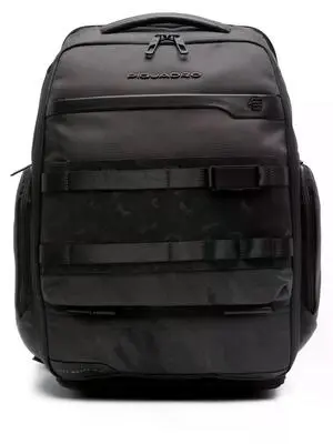 PIQUADRO Logo-plaque Panelled Backpack - Grey