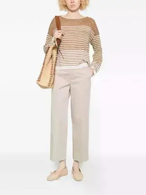 ROBERTO COLLINA Striped Round Neck Long Sleeve Sweater
