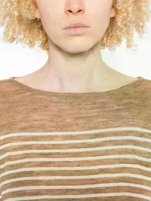 ROBERTO COLLINA Striped Round Neck Long Sleeve Sweater