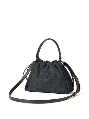 Brunello Cucinelli Mellow Small Bucket Bag With Monili - Blue