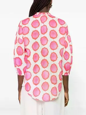 Nimo With Love Geometric-print Band-collar Blouse