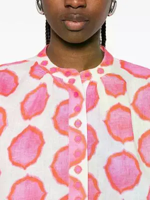 Nimo With Love Geometric-print Band-collar Blouse