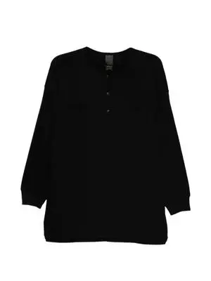 THE VIRIDI-ANNE Henley-neck T-shirt - Black
