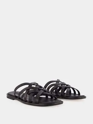Dragon Diffusion Woven Leather Flat Sandals
