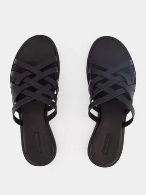 Dragon Diffusion Woven Leather Flat Sandals