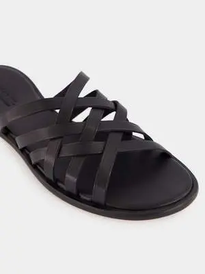 Dragon Diffusion Woven Leather Flat Sandals
