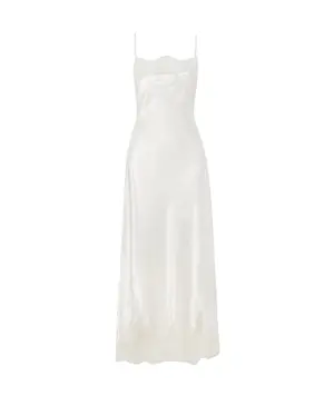 Carine Gilson Lace-trimmed Silk-satin Midi Dress - Neutrals