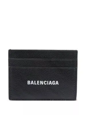Balenciaga Logo Leather Cardholder - Black